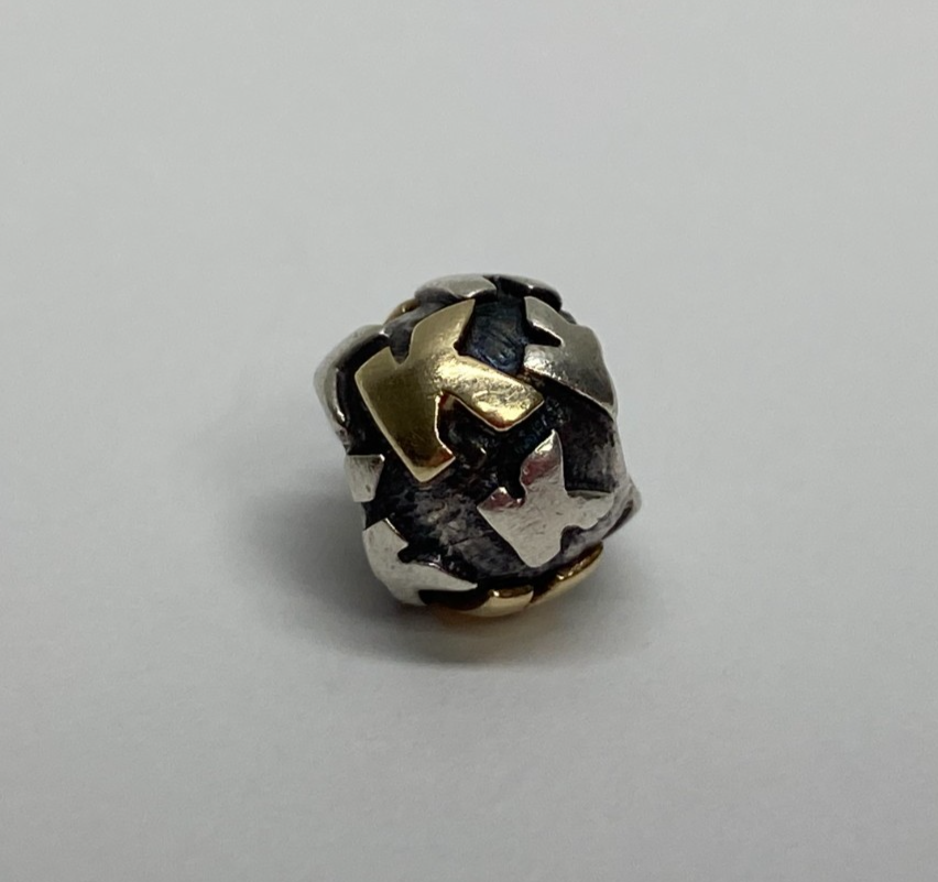 Authentic Pandora Sterling Silver and 14k Gold ALPHABET LETTER K Charm ...