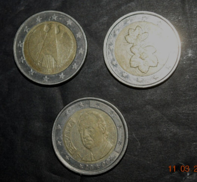 VINTAGE, Three (3) DIFFERENT TWO-EURO COIN DESIGNS (3) Nice-Circulated ...