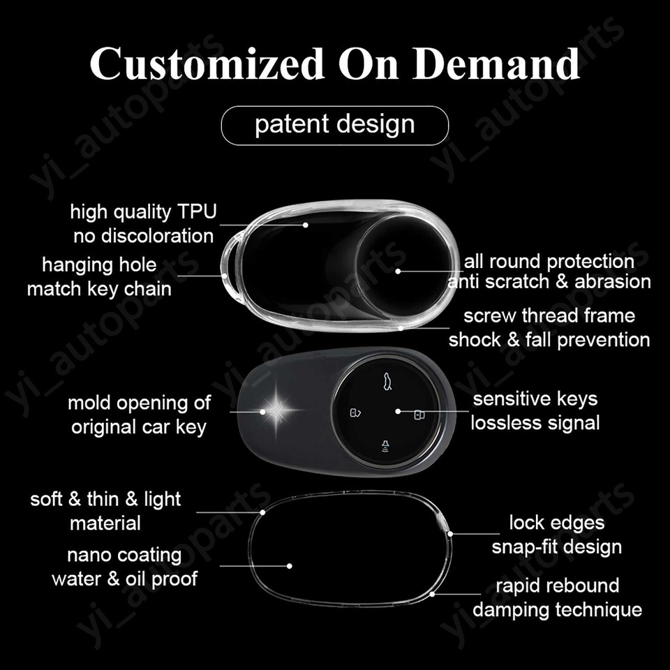 Clear TPU FOB Case Cover For Genesis GV60 G90 Remote Smart Key 5 6 7 8 ...