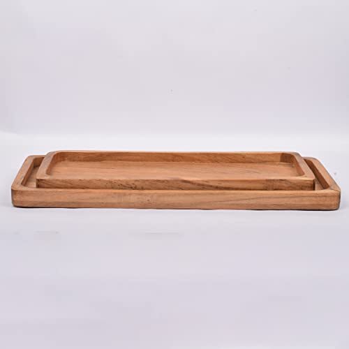 Acacia Wood Rectangular Wooden Platters for Food Holder/BBQ/Party ...