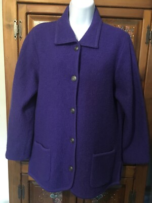APPLESEED’S Purple Buttoned Up 100% Boiled Wool Jacket Size M | eBay