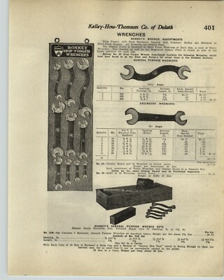 1920 PAPER AD Bonney Drop Forged Wrench Store Display Wall Board & Sets ...