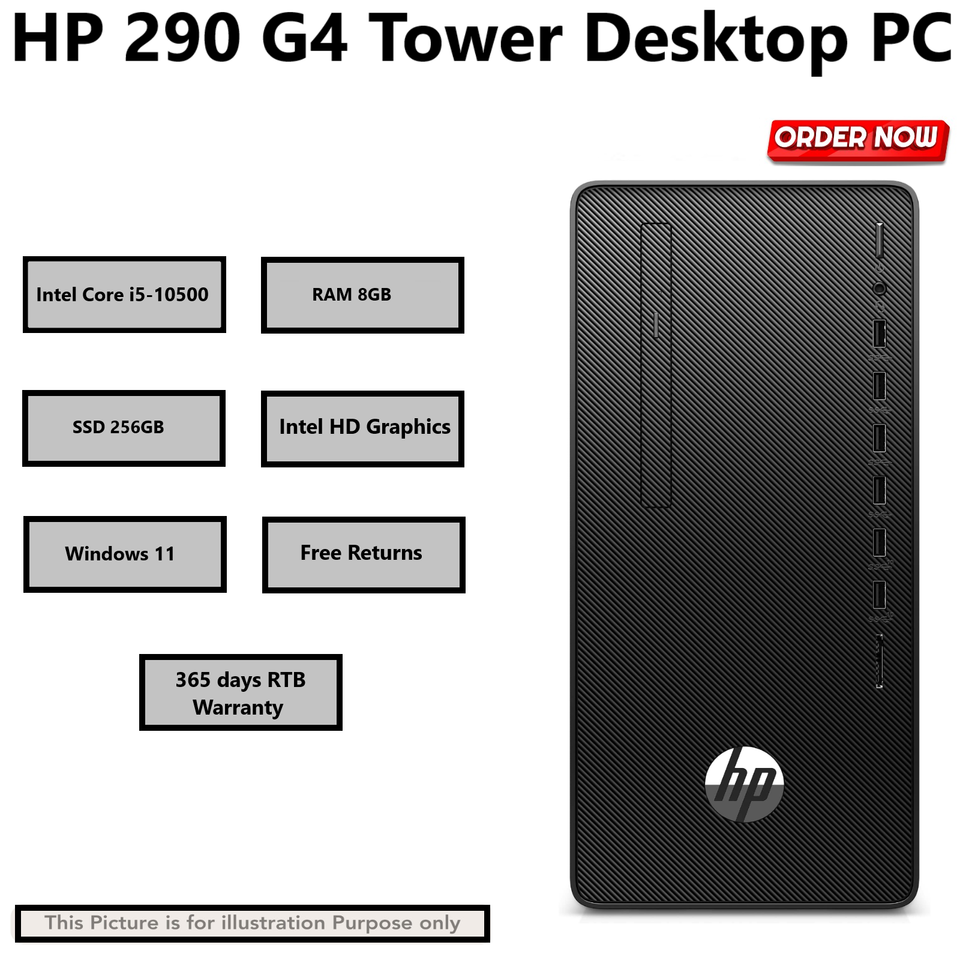 HP Desktop PC Intel Core i5 10th Gen 8GB RAM 256GB SSD 290 G4 MT ...