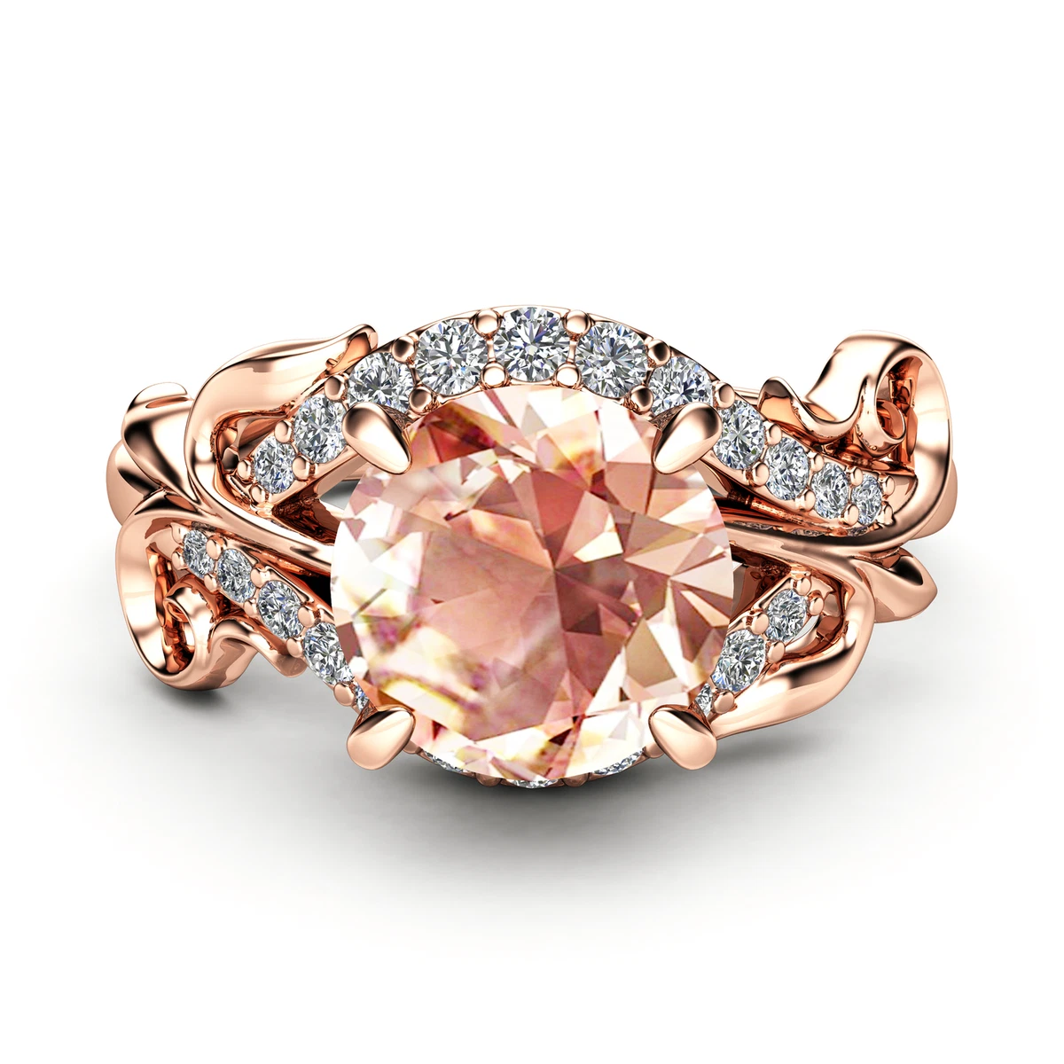 Rose Gold Peach Sapphire Ring