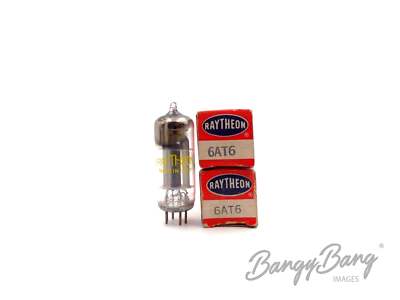 2 Vintage Raytheon 6AT6/EBC90/CV452 Duplex-diode High-mu Triode Valve ...