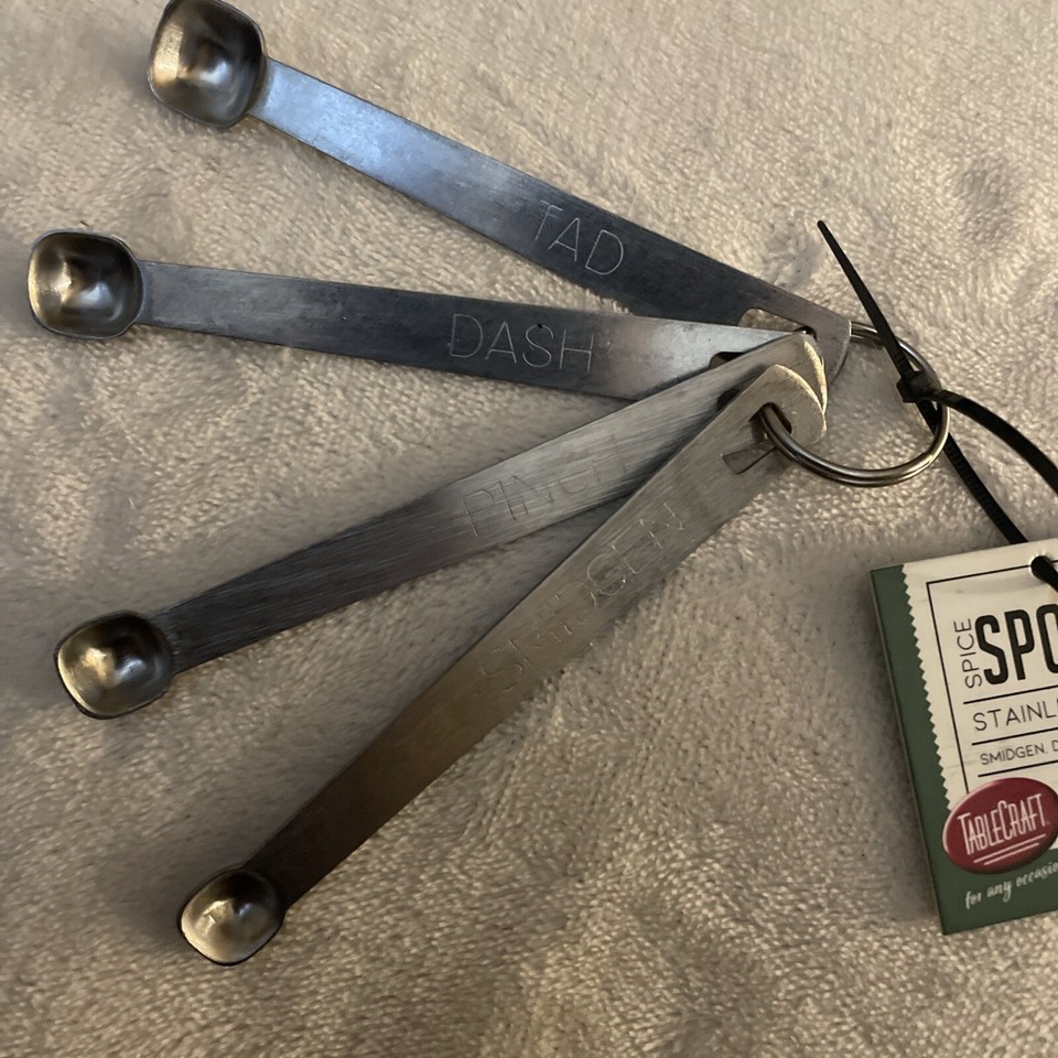TableCraft 4pc Stainless Steel Spice Measuring Spoons - Smidgen Pinch ...