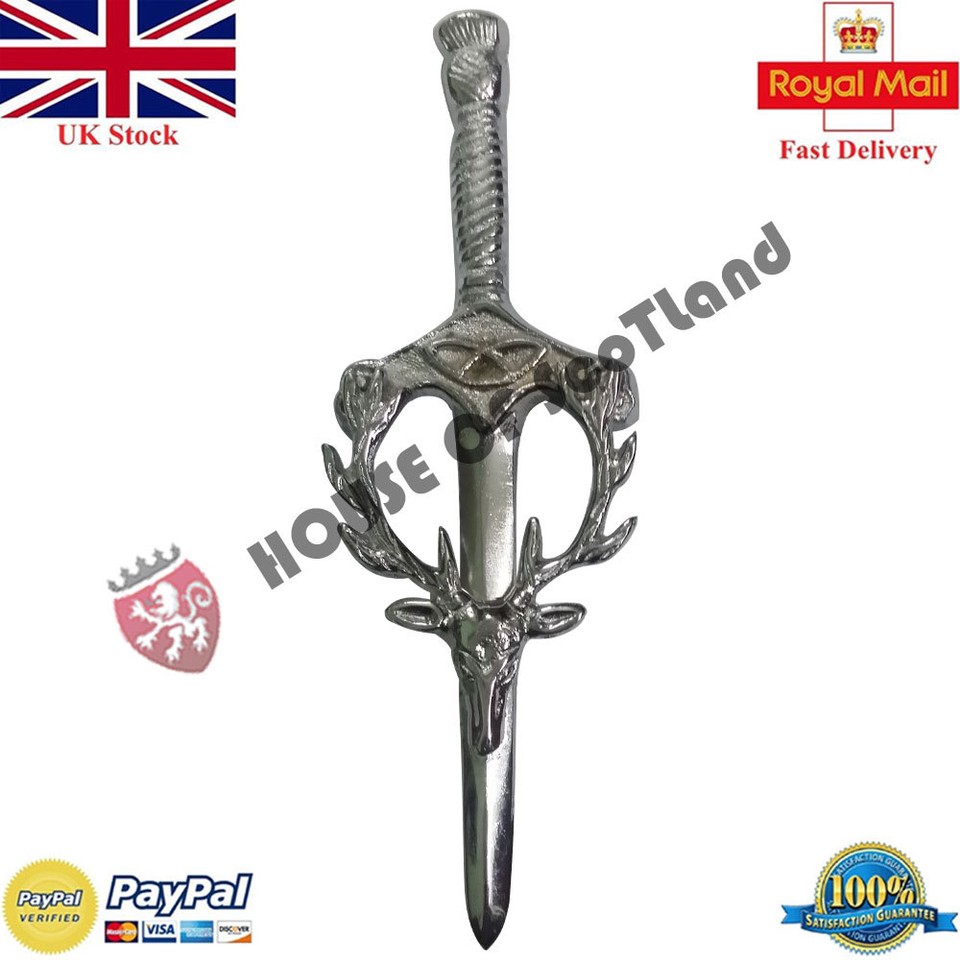 Scottish Kilt Pins Various Design Chrome Finish 4" Highland Pin ...