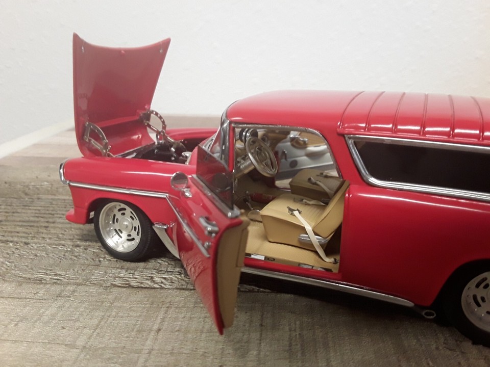 Danbury Mint TORCH RED 1955 CHEVY Chevrolet NOMAD STREET MACHINE 1/24 ...