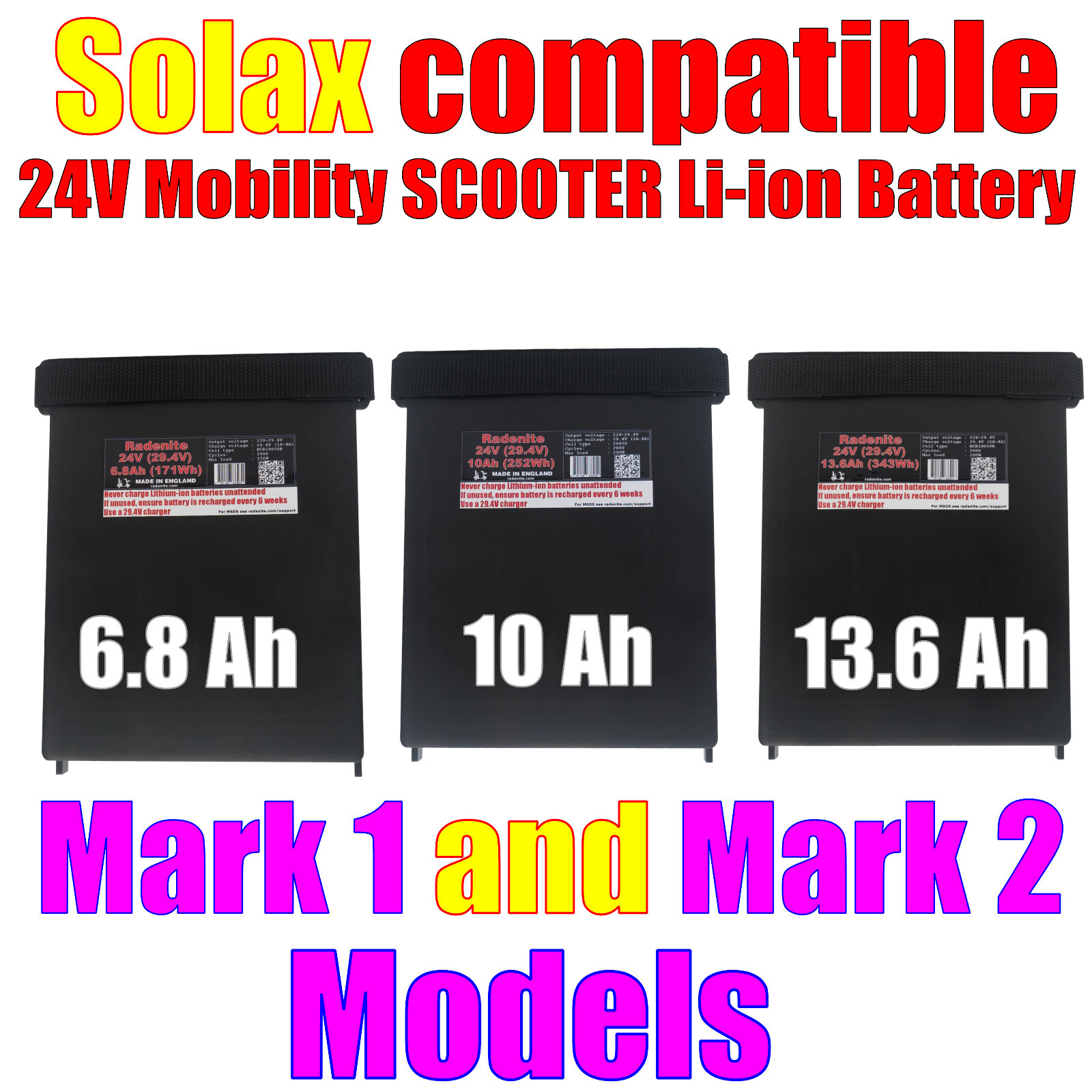 New Solax compatible 24V Li-ion Battery. 6.8Ah 10Ah 13.6Ah Mobie Smarti ...