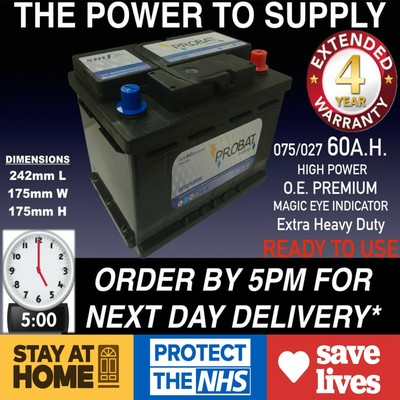 075 CAR BATTERY 065 075 027 O.E.M. 12V 60AH 570A EXTRA HEAVY DUTY ...