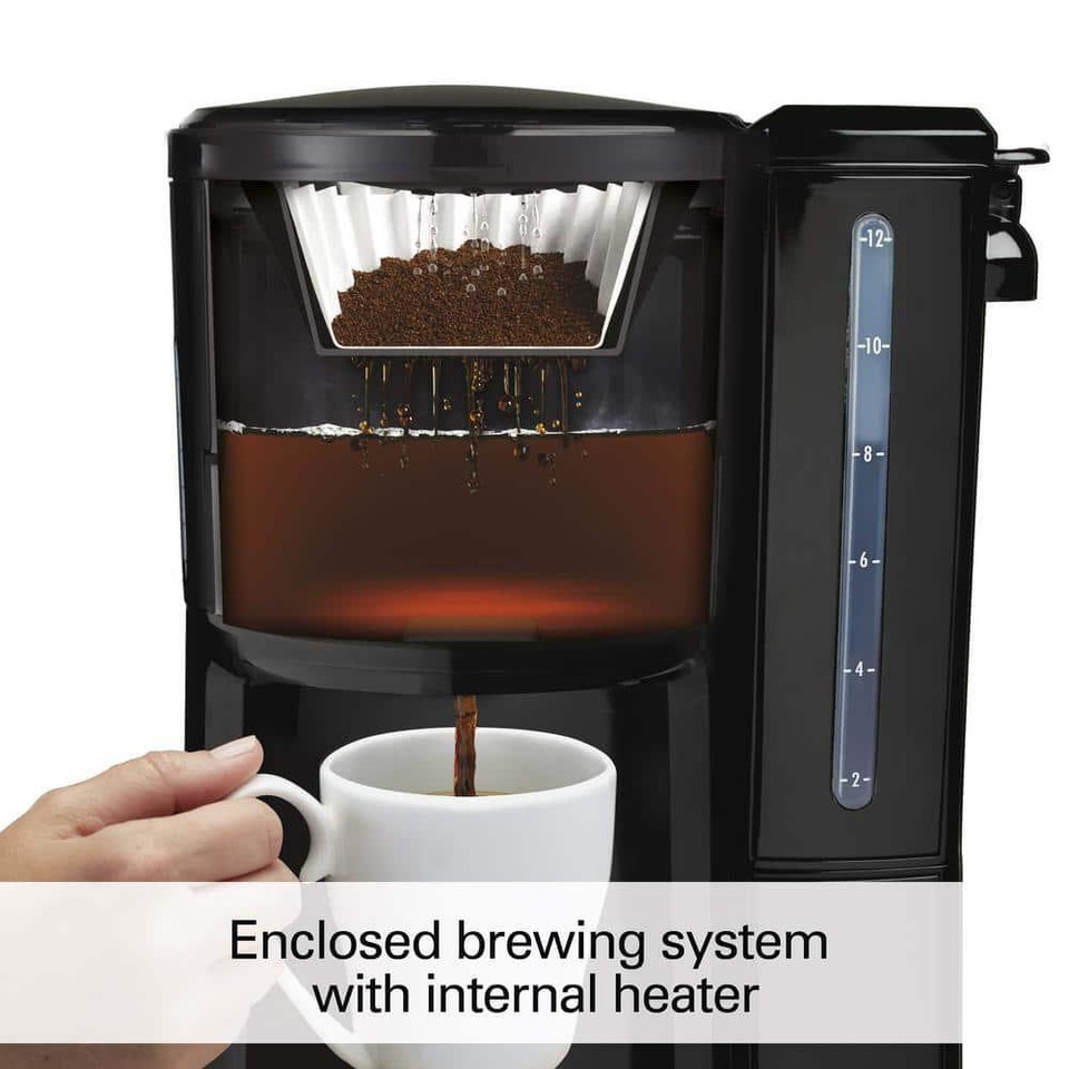 BrewStation 12- Cup Programmable Black Drip Coffee Maker with Removable ...