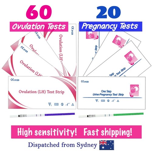 60 Ovulation LH Tests 20 Pregnancy hCG Test Strips Fertility OPK Kit ...