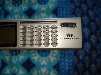 Calendar Electronic Calculator Alarm Clock Timer World Time Silver tone ...