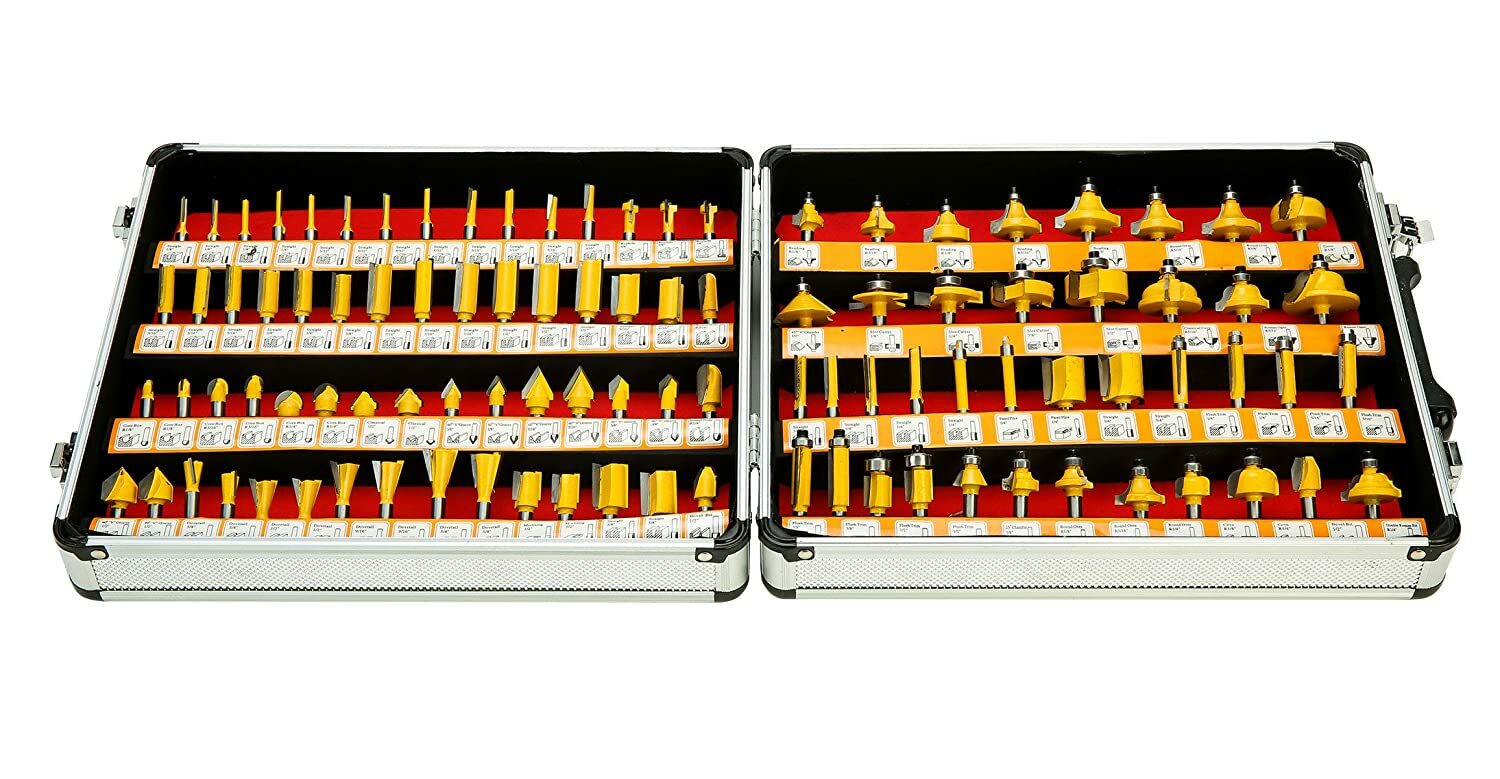 100Pcs Tungsten Carbide Tip Router Bits Set 1/4" Shank Woodworking ...