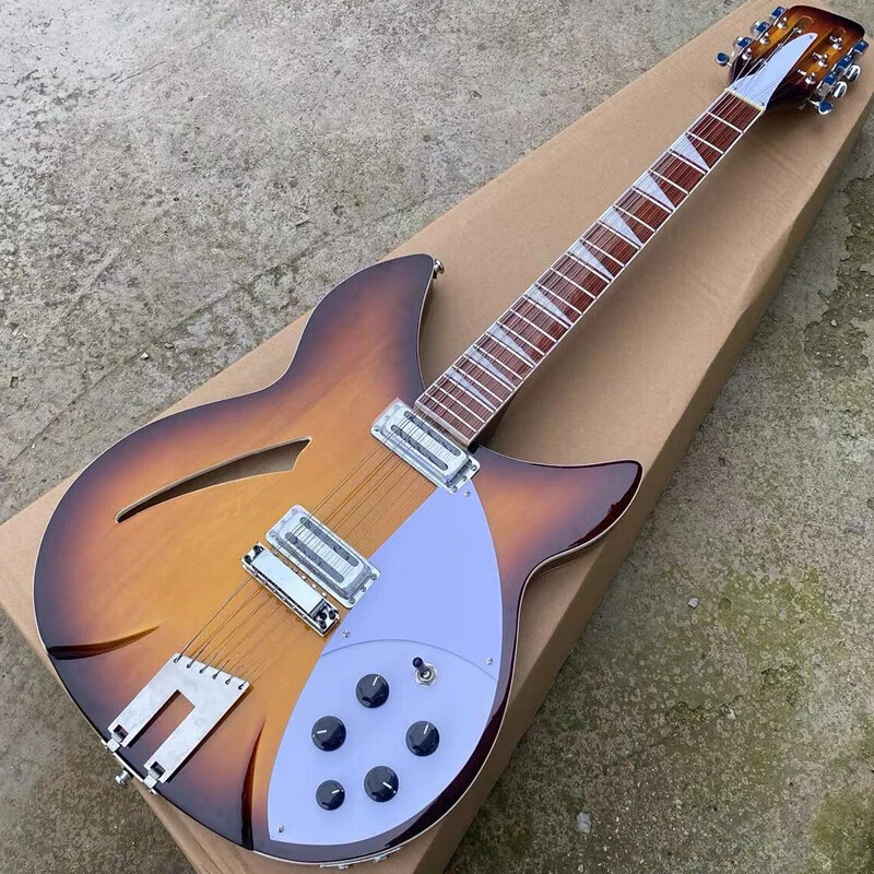 12String Semi Hollow Body Electric Guitar Sunburst Guitarra,Double ...