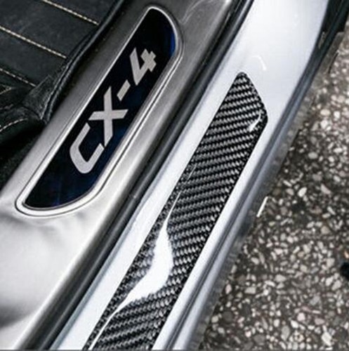 4Pcs Auto Car Carbon Fiber Scuff Plate Door Sill Panel Step Protector ...