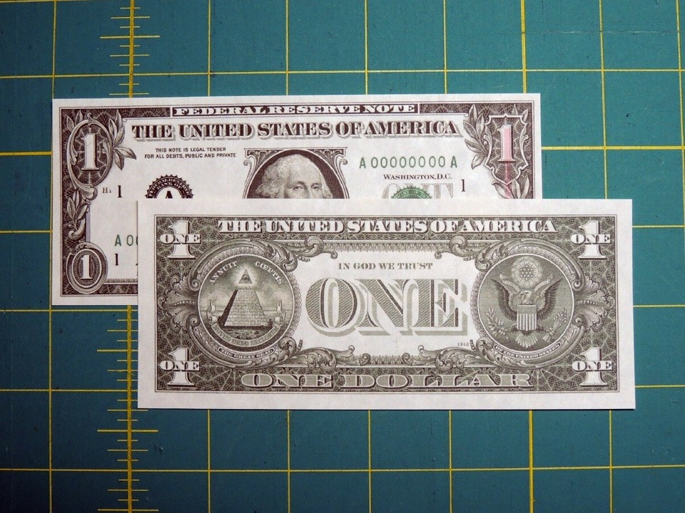 Reproduction $1 1969 FRN ZERO Serial Number US Paper Money Currency ...