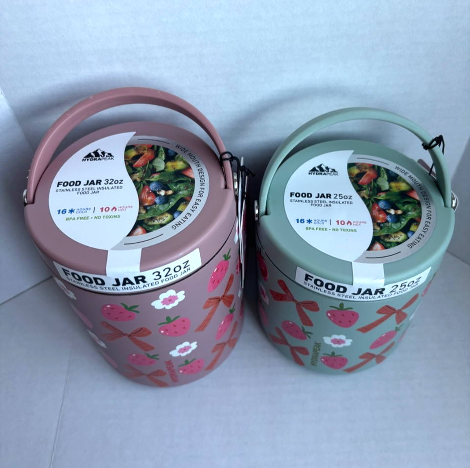 Hydrapeak *SET OF 2* Insulated Food Jars (32 oz & 25 oz) - Flowers ...