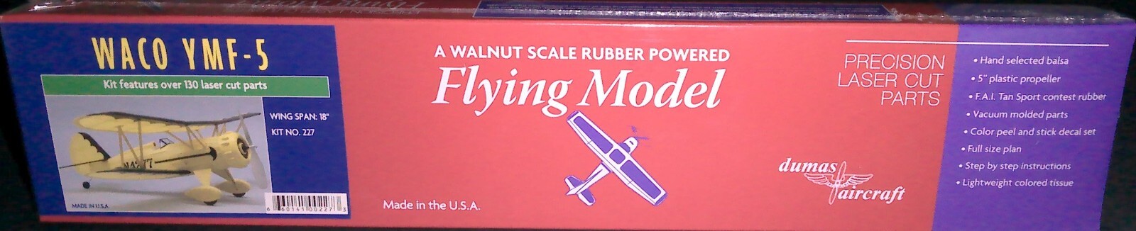 SEALED Dumas Waco YMF-5 Walnut Scale Laser Wood Model Kit #227 Aircraft ...