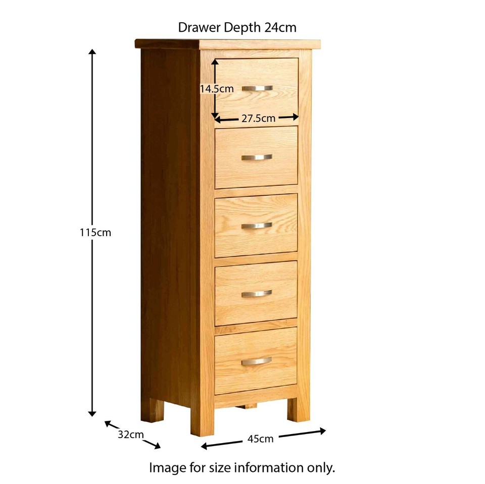 London Oak Tallboy Chest of Drawers Solid Wooden Tall Narrow Bedroom ...