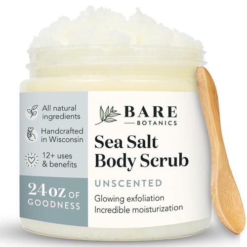 Bare Botanics Unscented Body Scrub 24 oz - Naturally Scented Sea Salt Scrub... | eBay