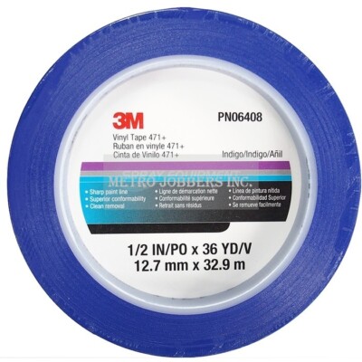 3m 06408 Scotch Plastic Tape 471, Blue, 1/2" X 36 Yds. 6408 | eBay