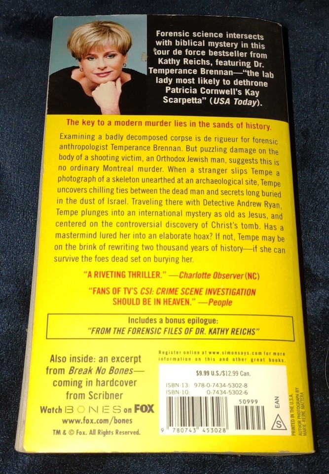 Cross Bones Kathy Reichs 2006 US-Tall Rack Paperback Temperance Brennan ...