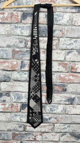 VITALIANO PANCALDI Men's 100% Silk Necktie ITALY Luxury Black Patchwork Prints | eBay