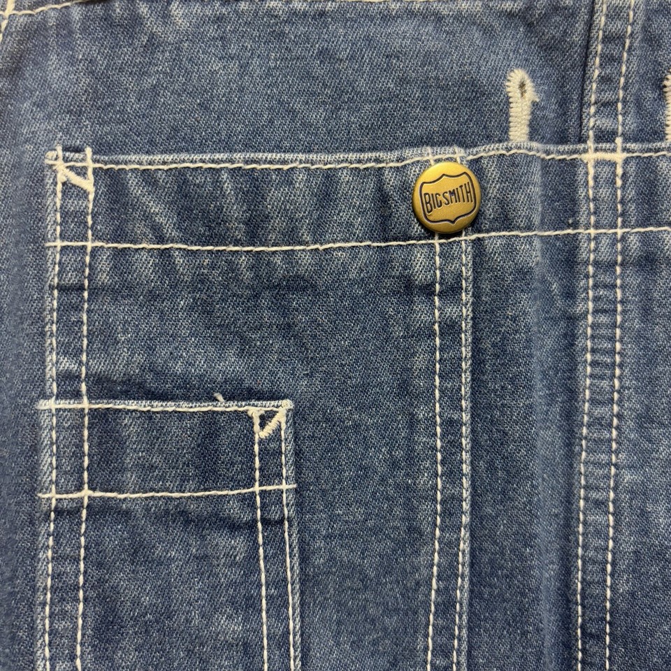 NWT Big Smith Bib Overalls Blue Denim Mens 40x32 Cargo Carpenter Ranch ...