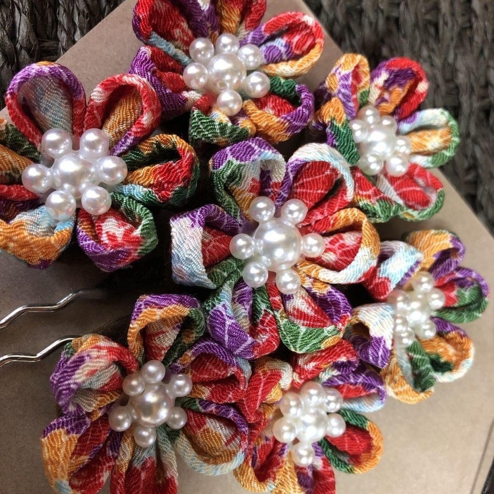 SMK Tsumami Kanzashi Hair Ornament Set for Graduation and Kimono ...