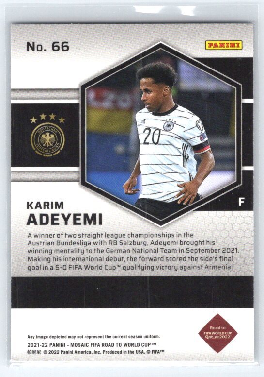 2021 Panini Mosaic FIFA World Cup Karim Adeyemi #66 RC Rookie Germany ...