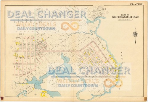 1907 BROOKLYN VINTAGE MAP BERGEN BEACH MILL BASIN AVE K-U JAMAICA BAY ...