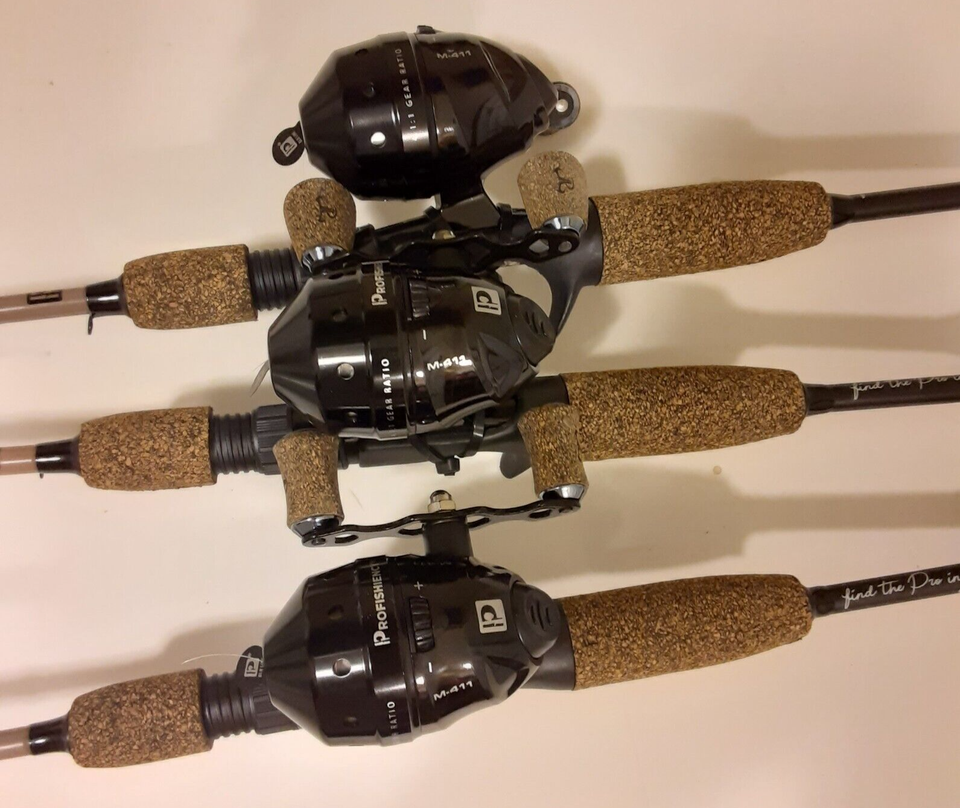 LOT OF 3 PROFISHIENCY CAMO SPINCAST MICRO REEL 6-FOOT / 2-PIECE ROD MED ...