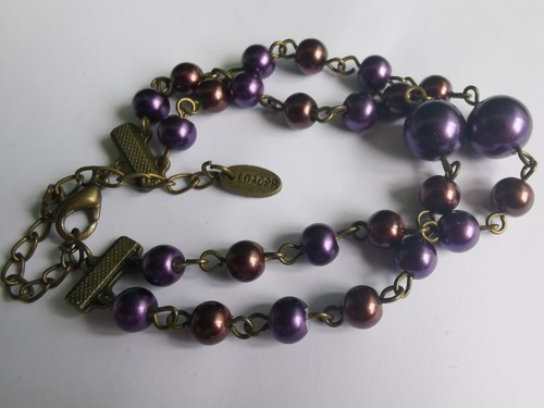 Bracelet 2 rangs perles violet/marron LDADPR | eBay