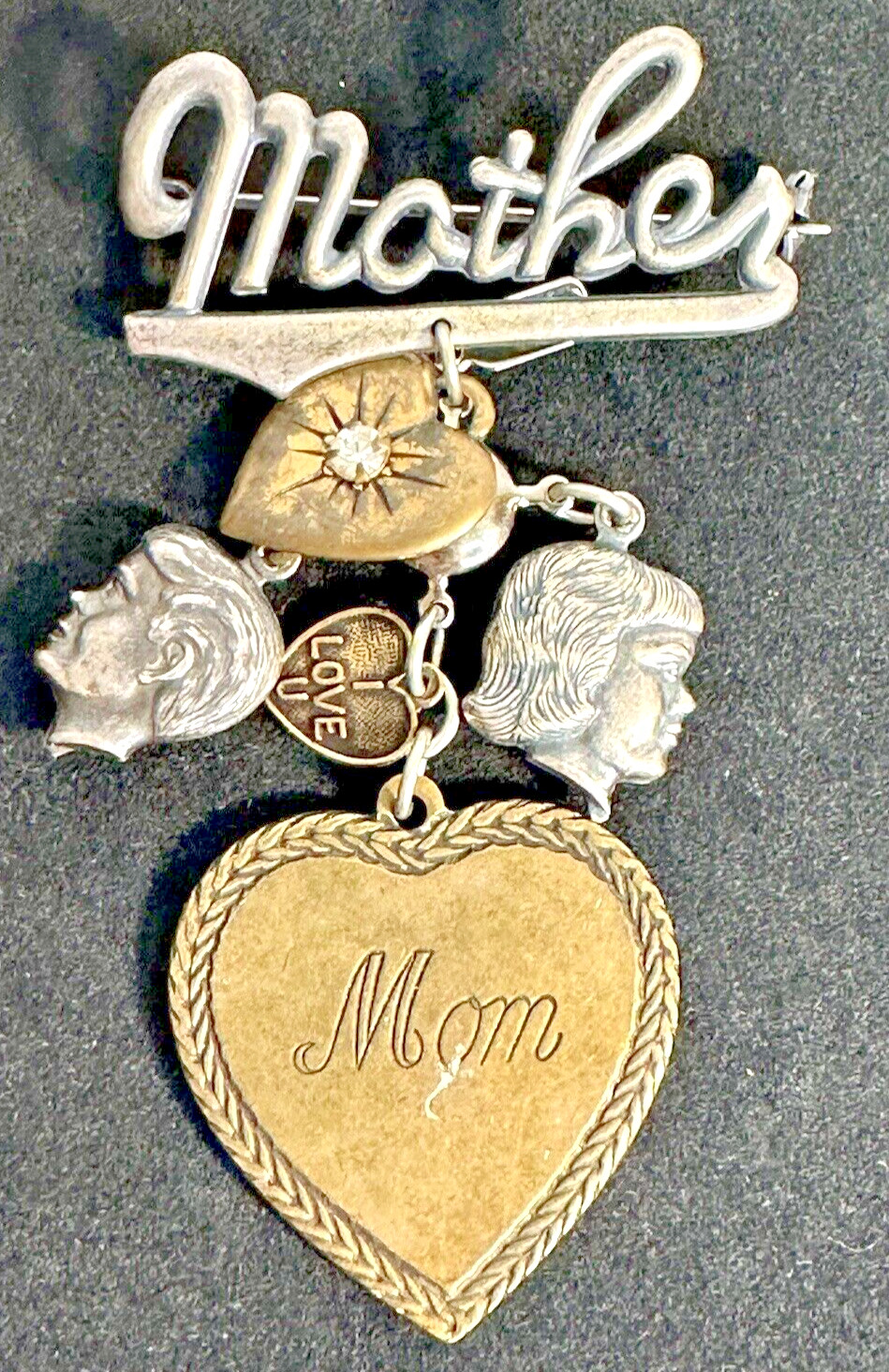 Signed Vintage Mary DeMarco Mother Brooch - Gem