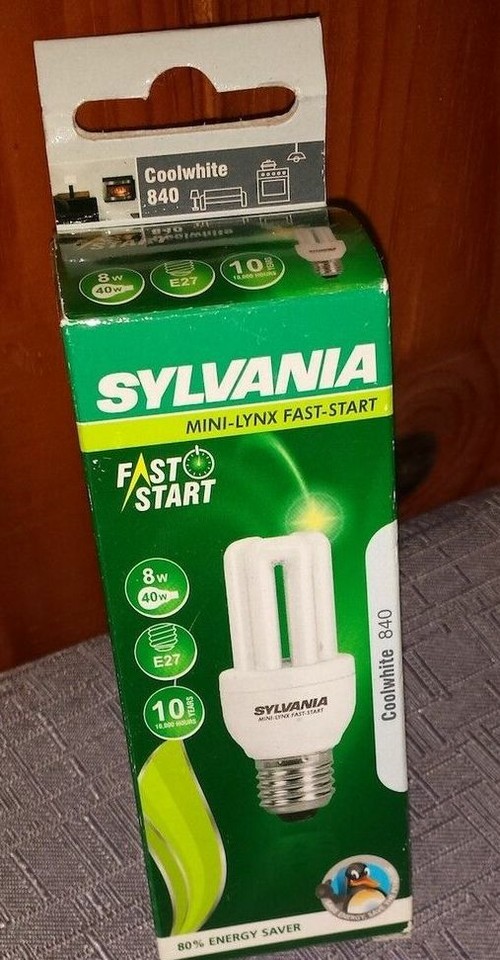 Ampoule SYLVANIA E27 8W/40W Néon 3 Tuyaux Froide Mini Linx Fast Start ...