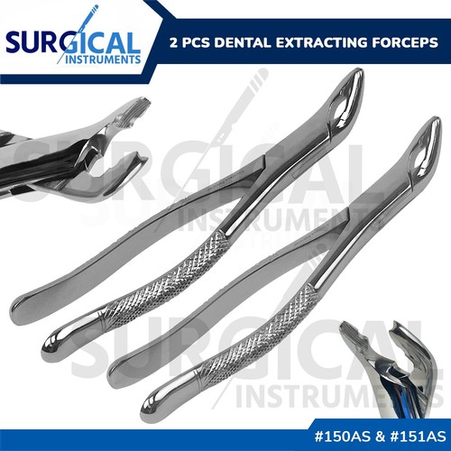 2 Pcs Dental Extracting Forceps #150AS & 151AS Surgical extraction ...