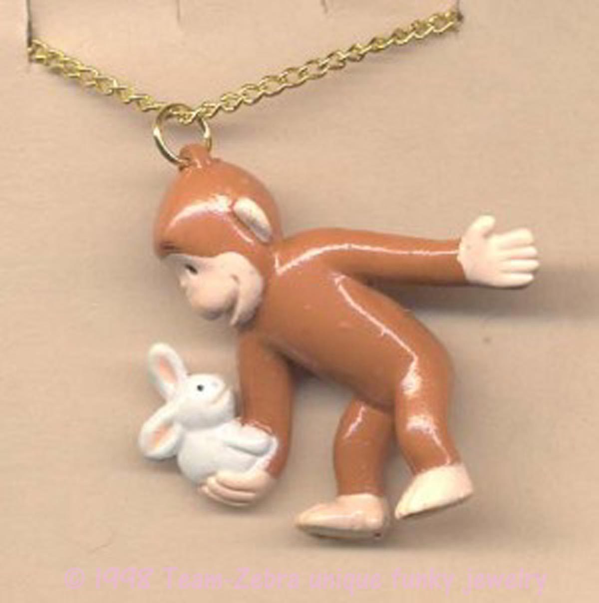 Funky CURIOUS GEORGE NECKLACE Mini Toy Figure Ape Monkey Charm Costume ...