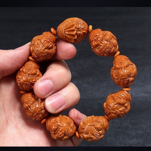 1.7*2.5cm Olive Carved Core Red Material God of Wealth Olive Hu Zhaocai ...