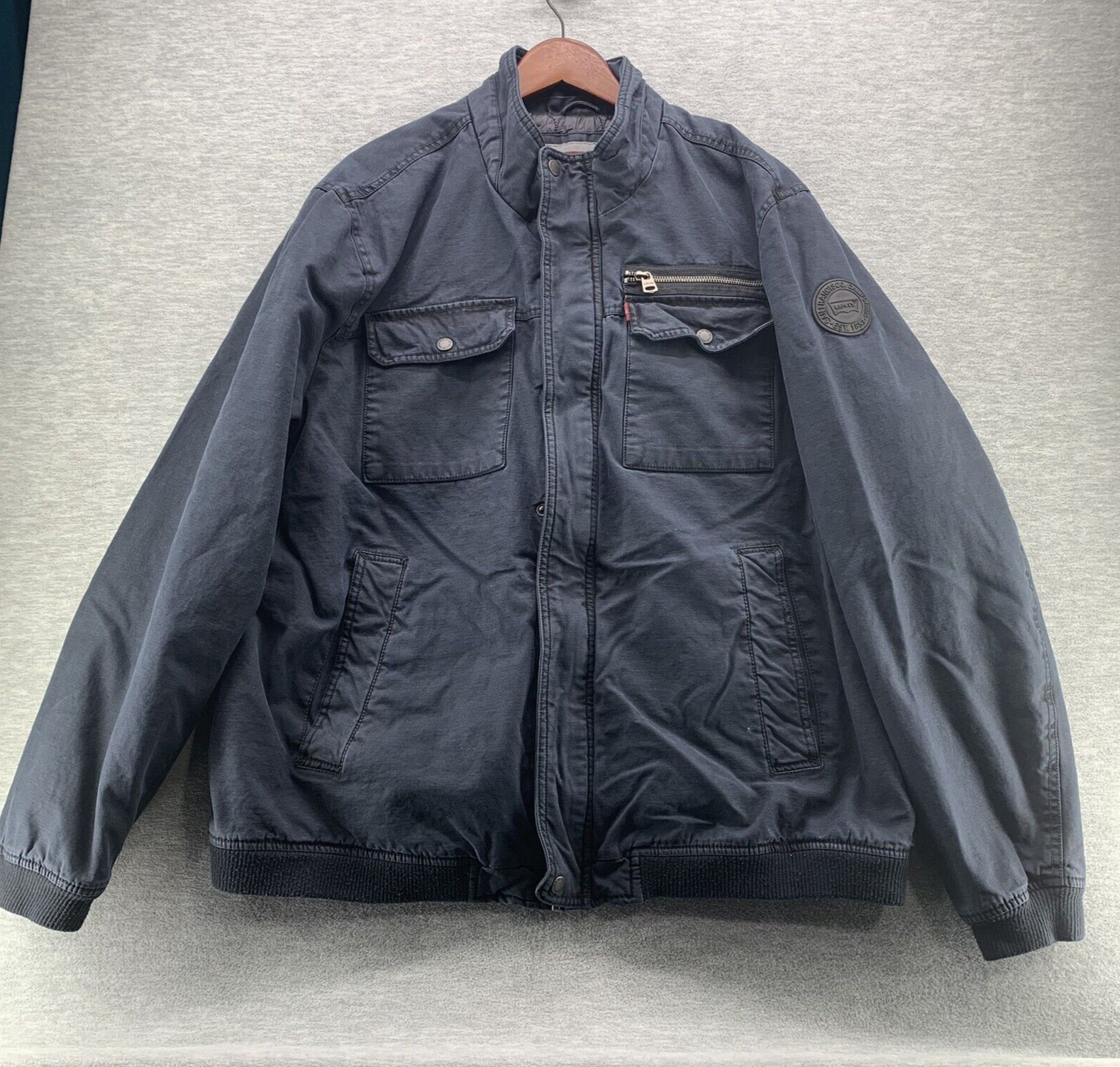 LEVI'S NAVY BLUE WASHED MEN'S MILITARY FIELD COTTON J… - Gem