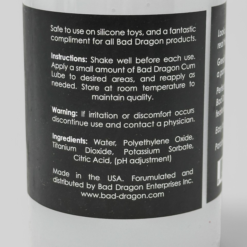 Bad Dragon Cum Lube Lubricant Water Based Personal Discreet Packaging ...