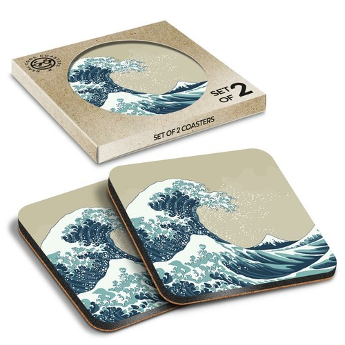 2 x Boxed Square Coasters - Vintage Great Wave Japan Art #2115 | eBay