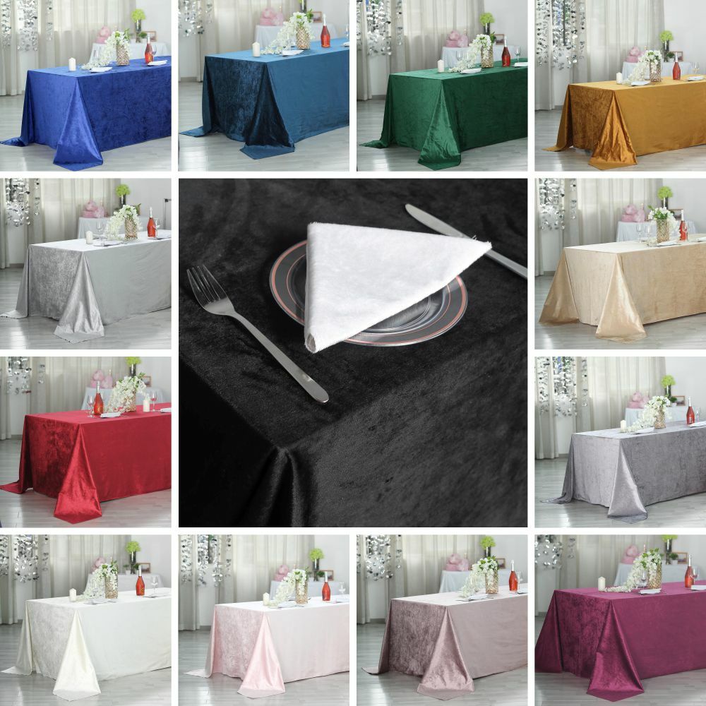 90x156-Inch Rectangular Premium Velvet Tablecloth Party Wedding Table ...