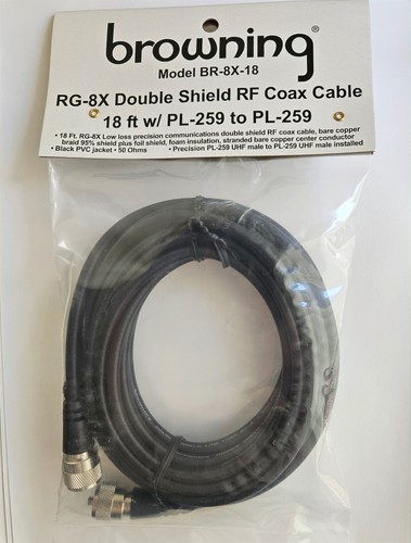 18' ft RG8X Tramflex Double Shield Coax Cable Jumper Assembly PL259 CB ...