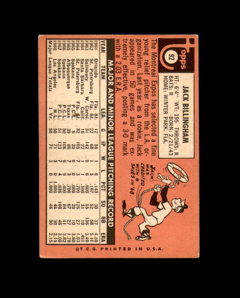 Jack Billingham Hand Signed 1969 Topps Montreal Expos Autograph | eBay
