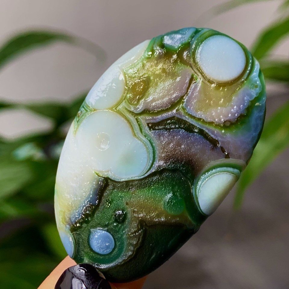 18G Natural green gobi agate eye crystal Circular pattern mineral ...