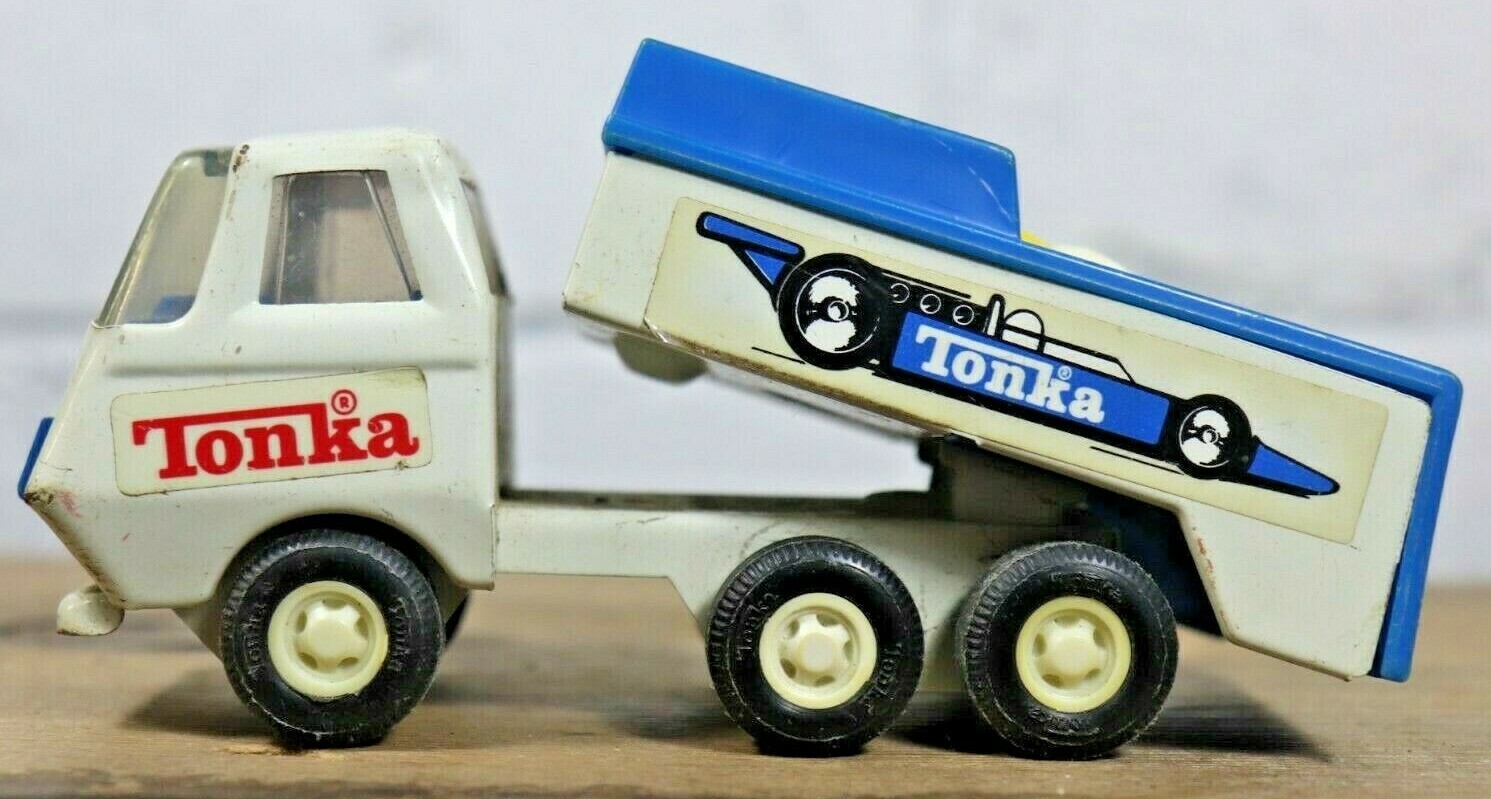 Vintage Tonka Mini Indy Race Car Transporter Hauler With Yellow Car ...