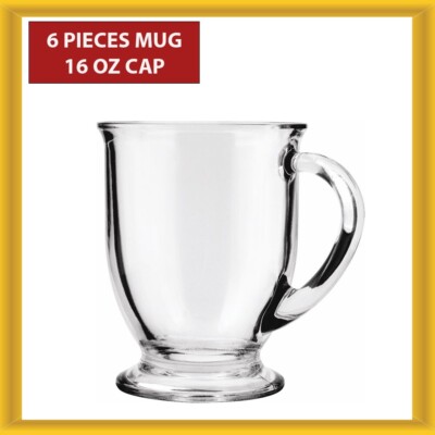Anchor Hocking Cafe Mug Clear 1 Count Clear w/ 16oz Capacity Pack of 6 ...