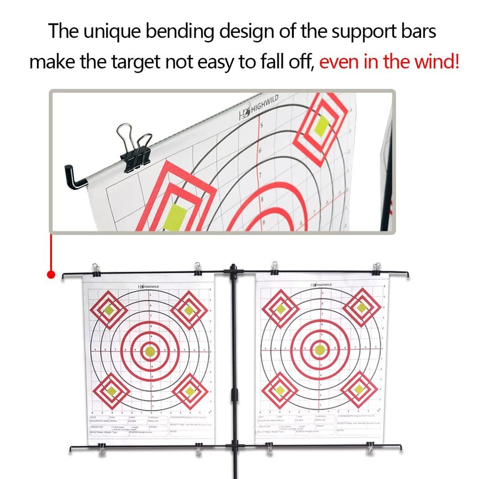 Adjustable Paper Target Stand with 8 Clips Silhouette Shooting Targets ...
