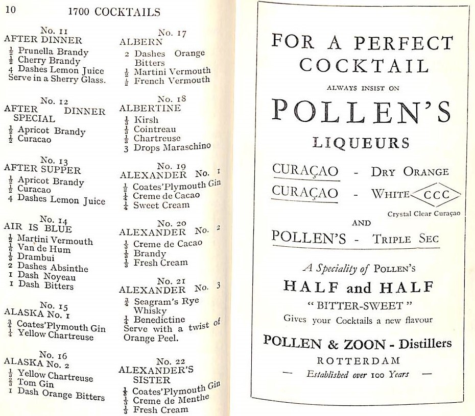 "1700 [Seventeen Hundred] Cocktails For The Man Behind The Bar" 1934 DE ...